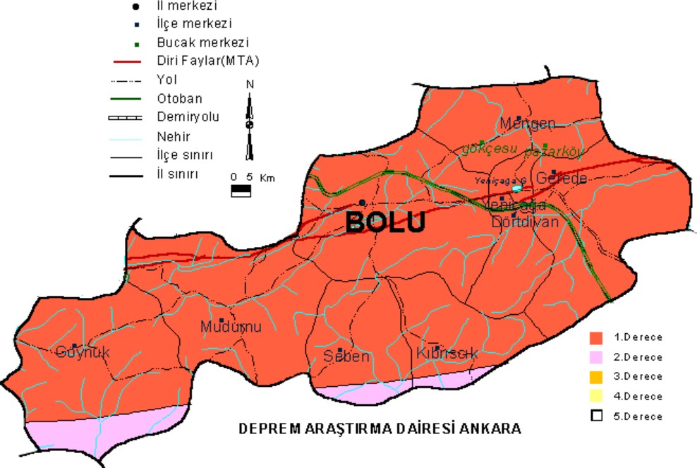 Kuzey Anadolu Fay Hattı üzerindeki iller ve fay hatları haritası